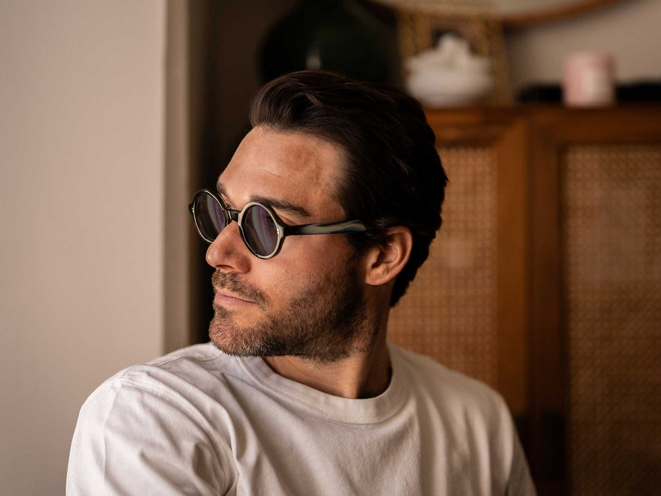 Circular Green Transparent Sunglasses | Linea H | Banton Frameworks