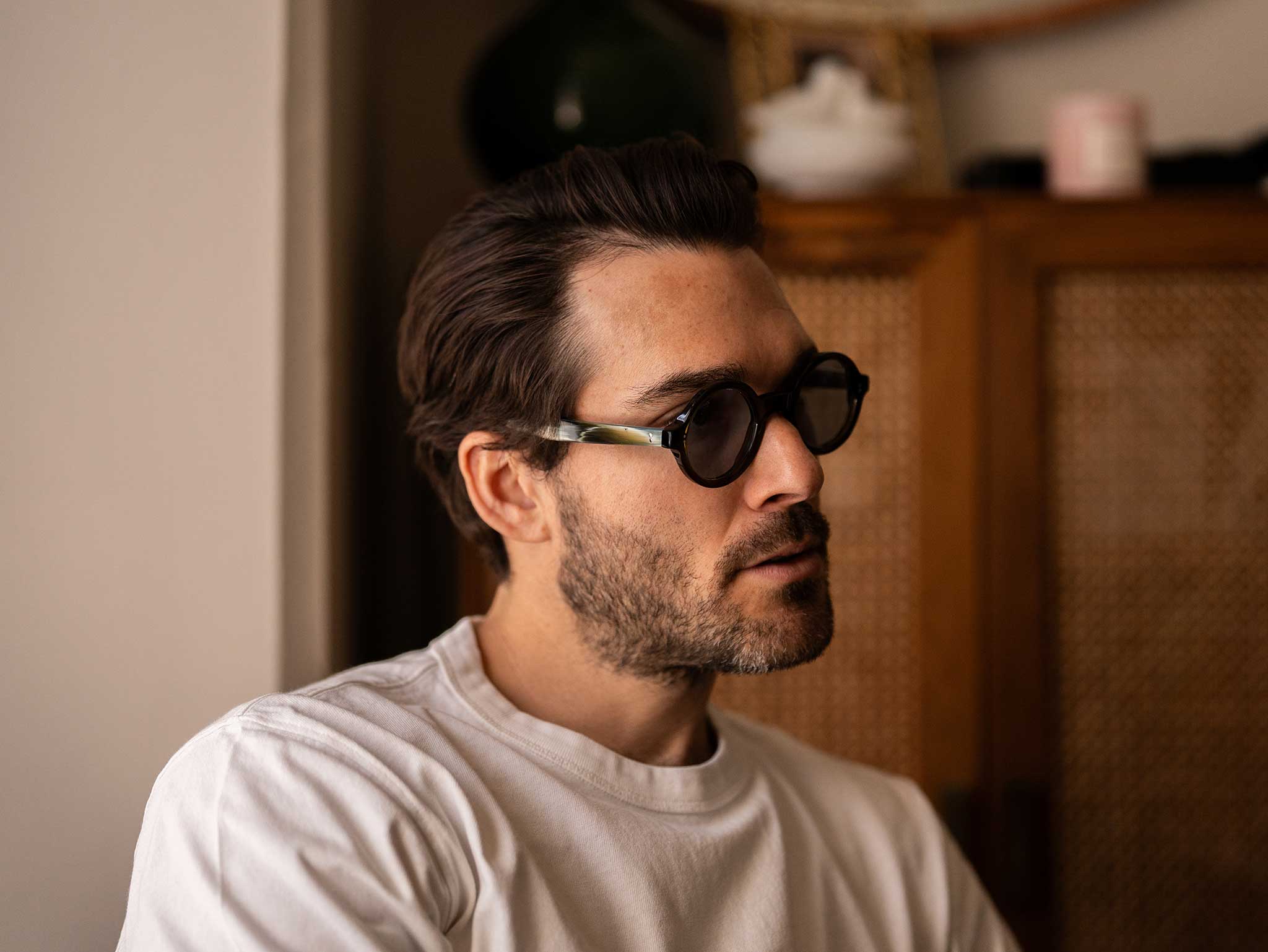 Circular Green Transparent Sunglasses | Linea H | Banton Frameworks