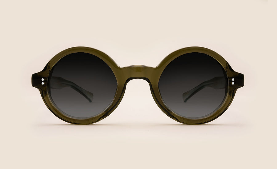 Circular Green Transparent Sunglasses | Linea H | Banton Frameworks