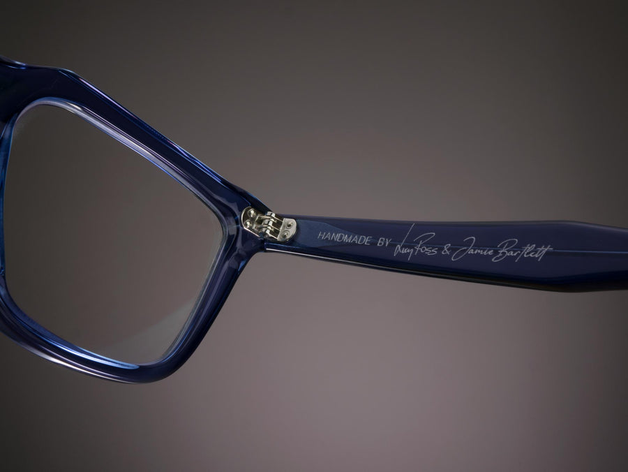 Rectangular crystal blue acetate glasses frame | Banton Frameworks